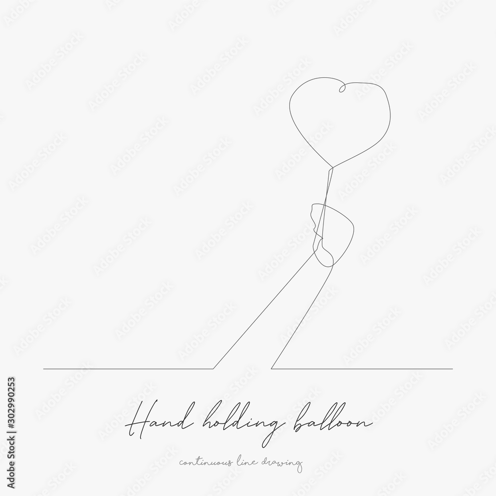 continuous line drawing. hand holding balloon. simple vector ...