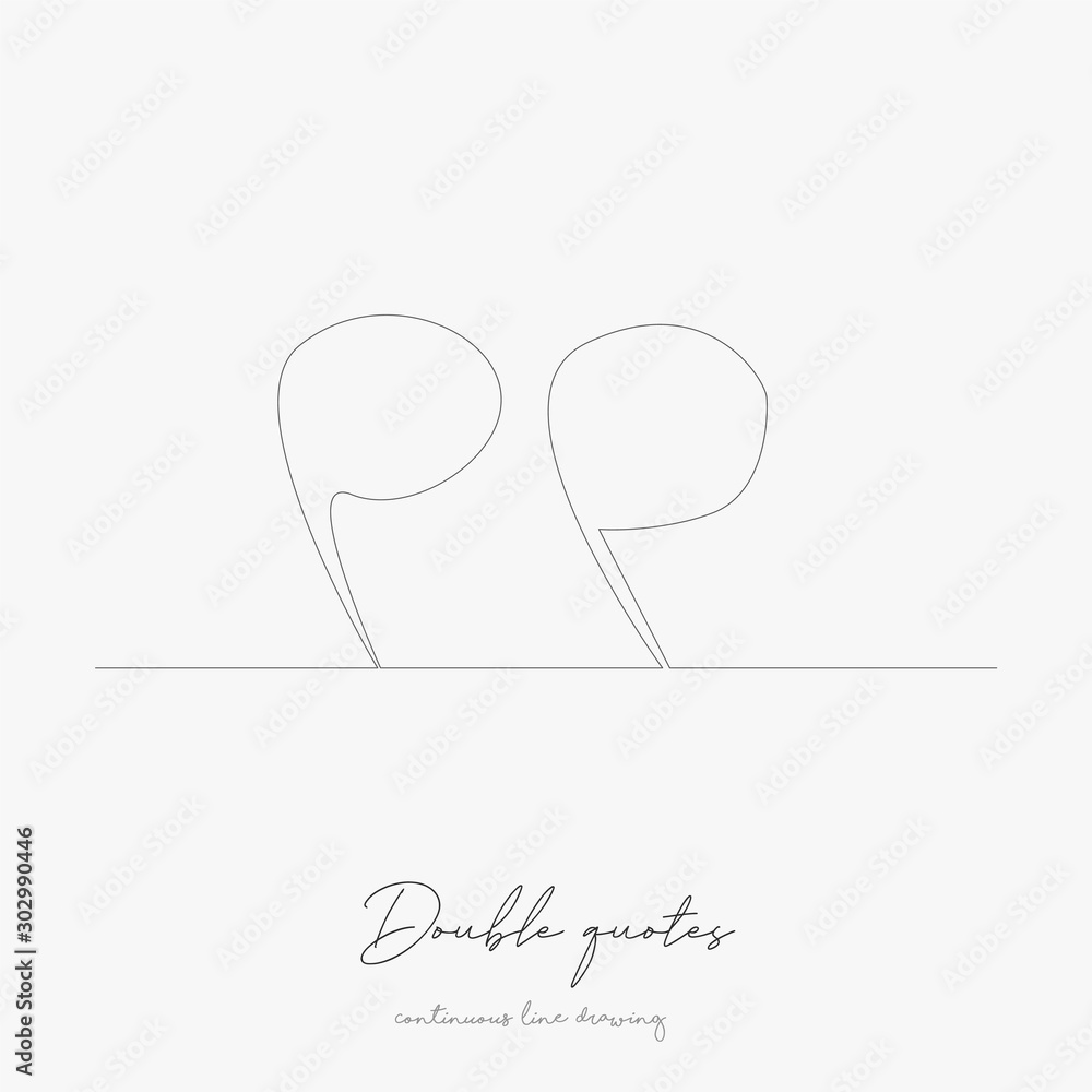 continuous line drawing. double quotes. simple vector illustration ...