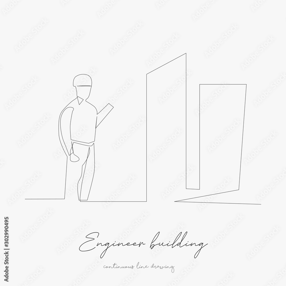 continuous line drawing. engineer building. simple vector illustration ...