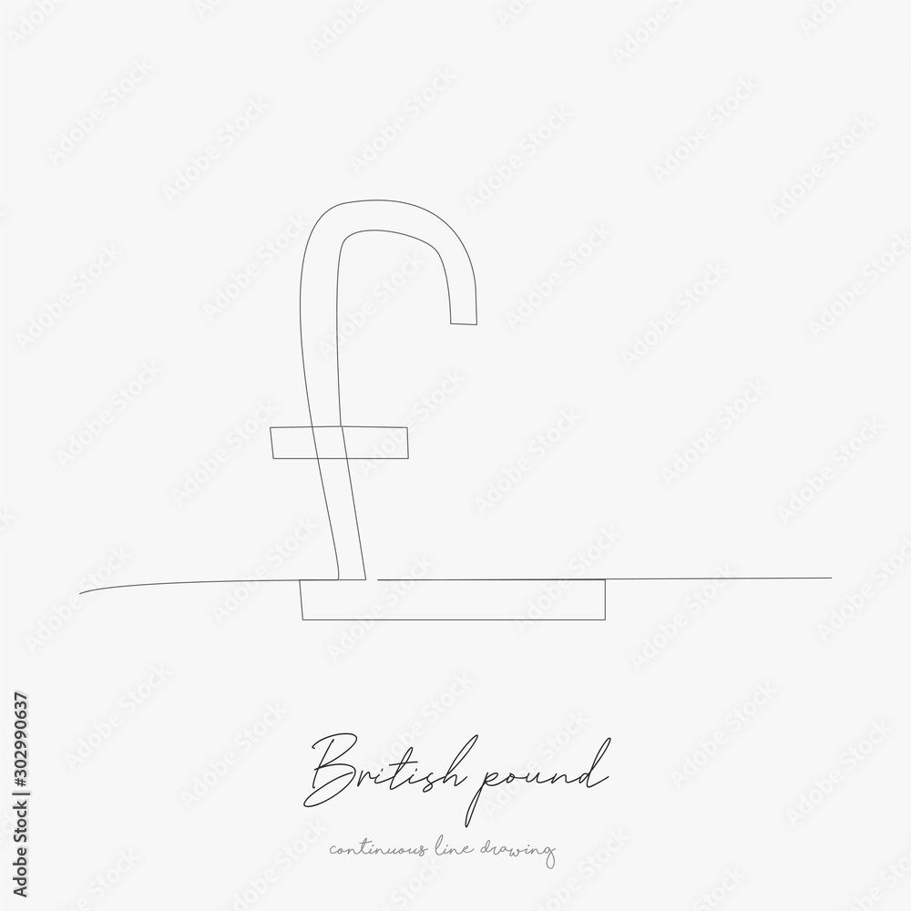continuous line drawing. british pound. simple vector illustration ...