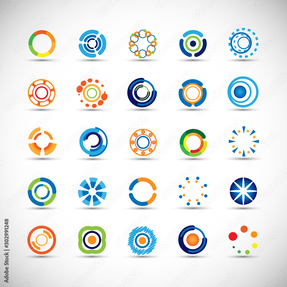Abstract Circle Icon Set. Vector Isolated On Gray. Abstract Circle For ...
