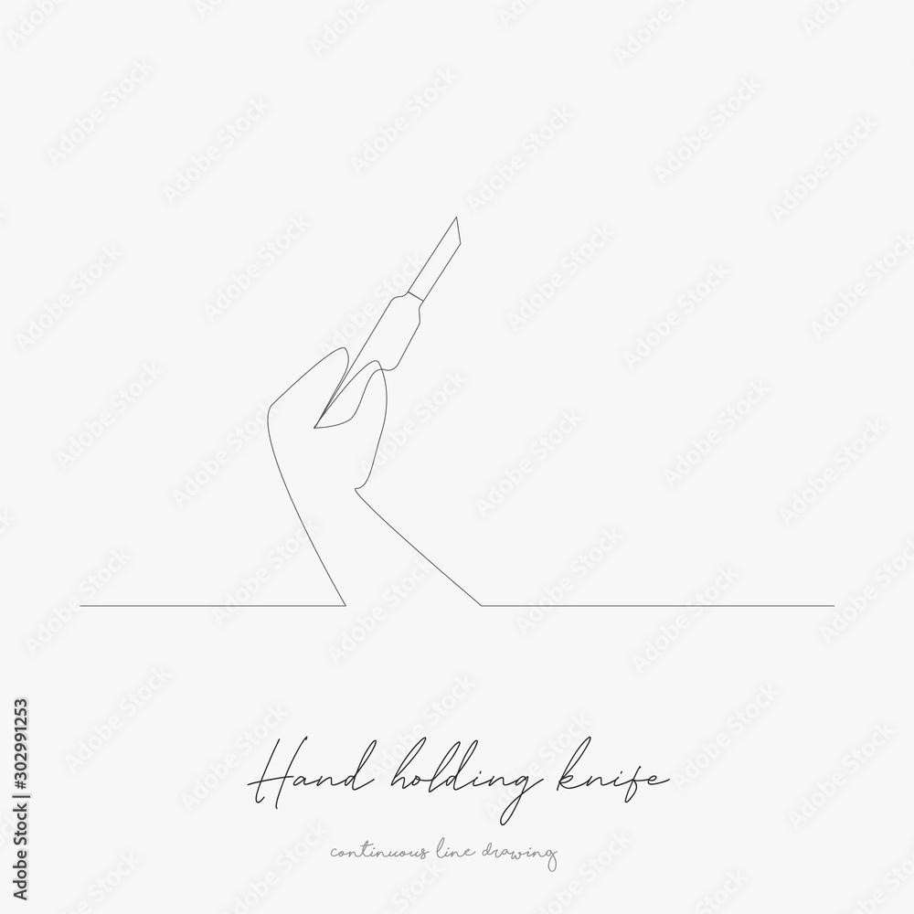continuous line drawing. hand holding knife. simple vector illustration ...