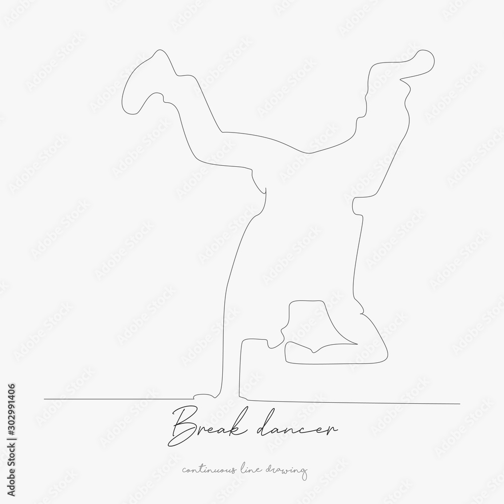 continuous line drawing. break dancer. simple vector illustration ...