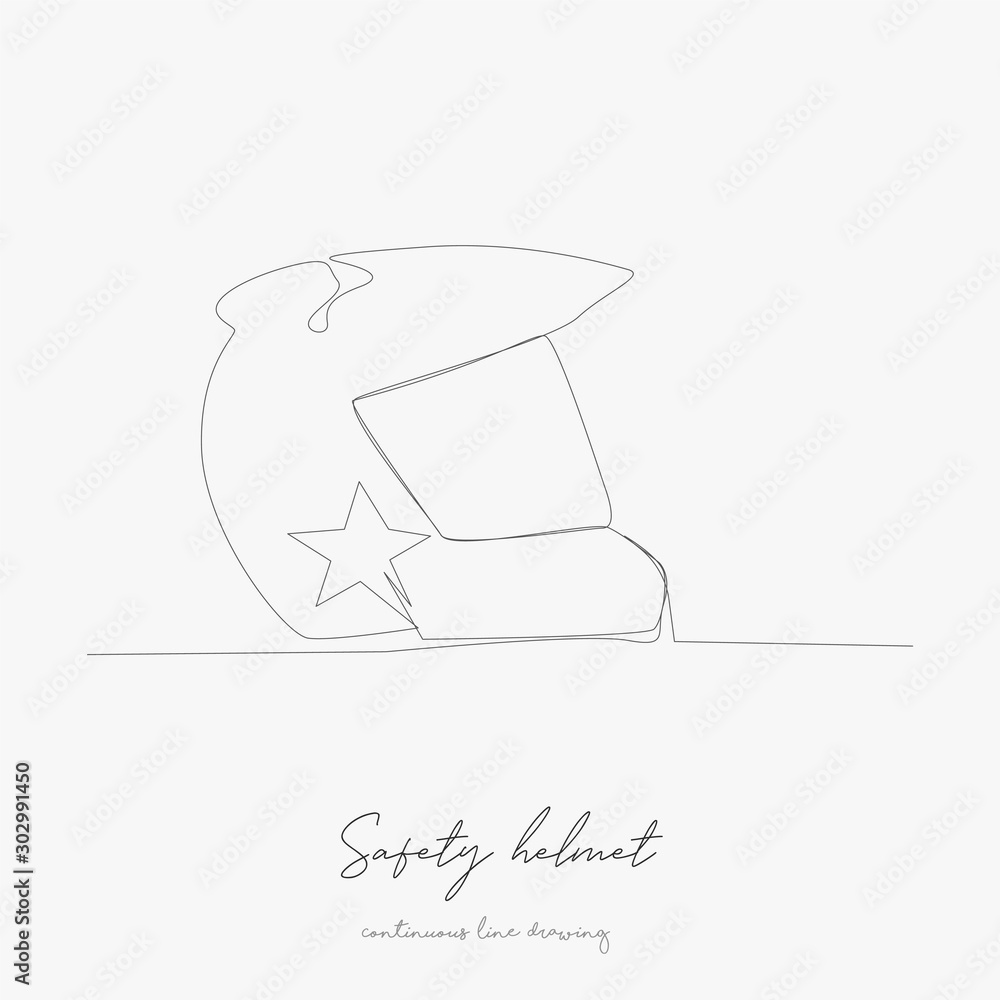 continuous line drawing. safety helmet. simple vector illustration ...