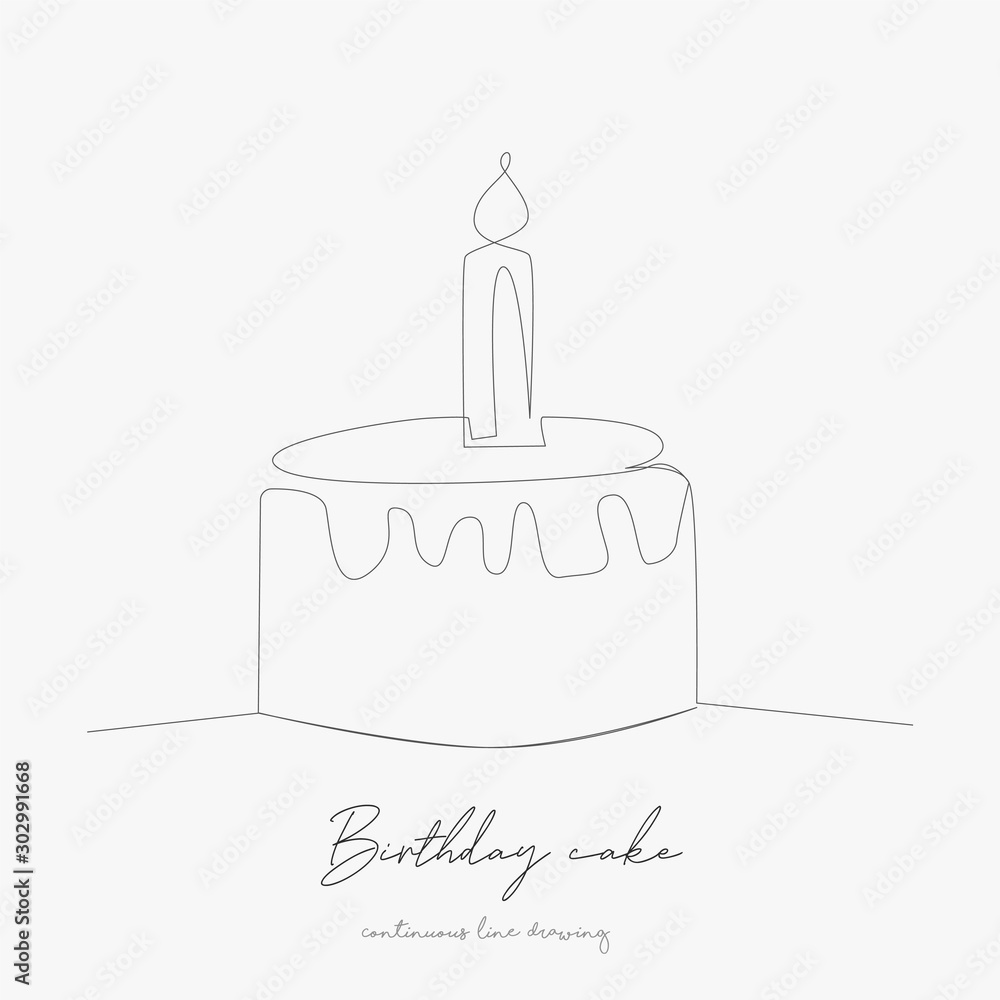 continuous line drawing. birthday cake. simple vector illustration ...