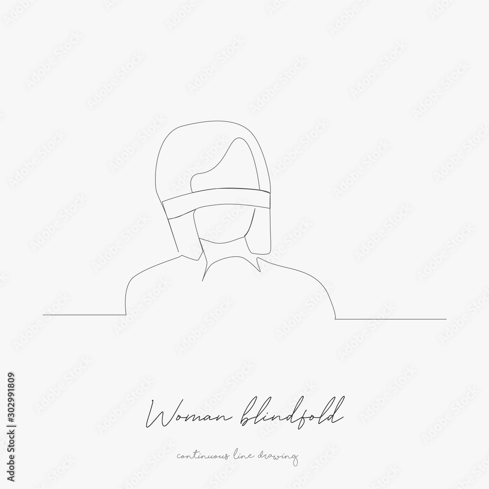 continuous line drawing. woman blindfold. simple vector illustration ...