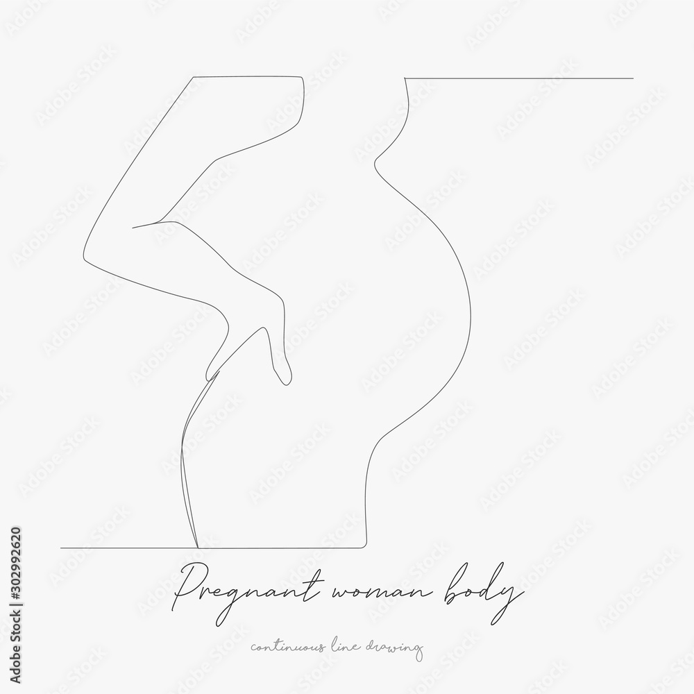 continuous line drawing. pregnant woman body. simple vector ...