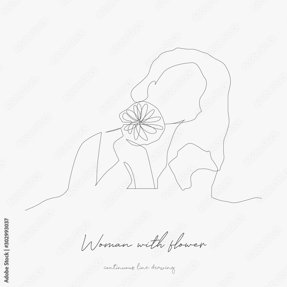 continuous line drawing. woman with flower. simple vector illustration ...