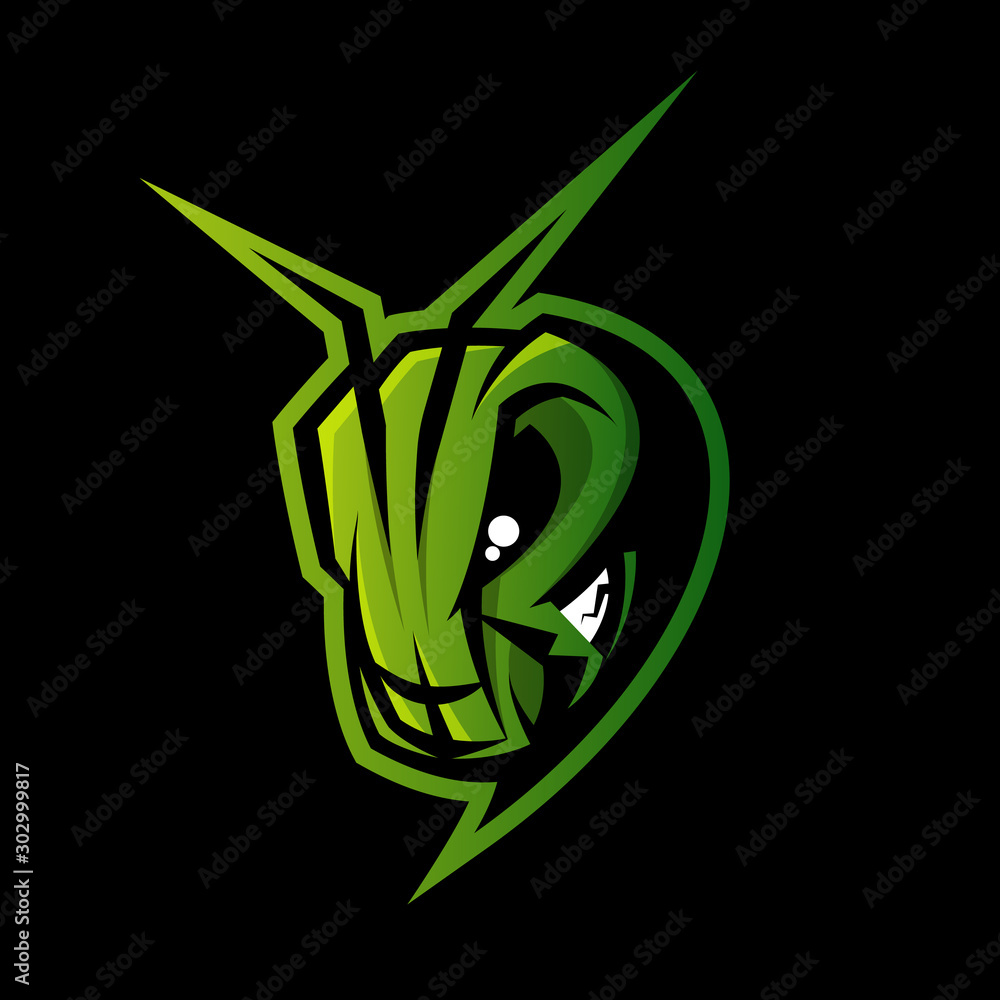 Premium quality esports team mascot grasshopper vector logo isolated emblem. Savage destroyer ...