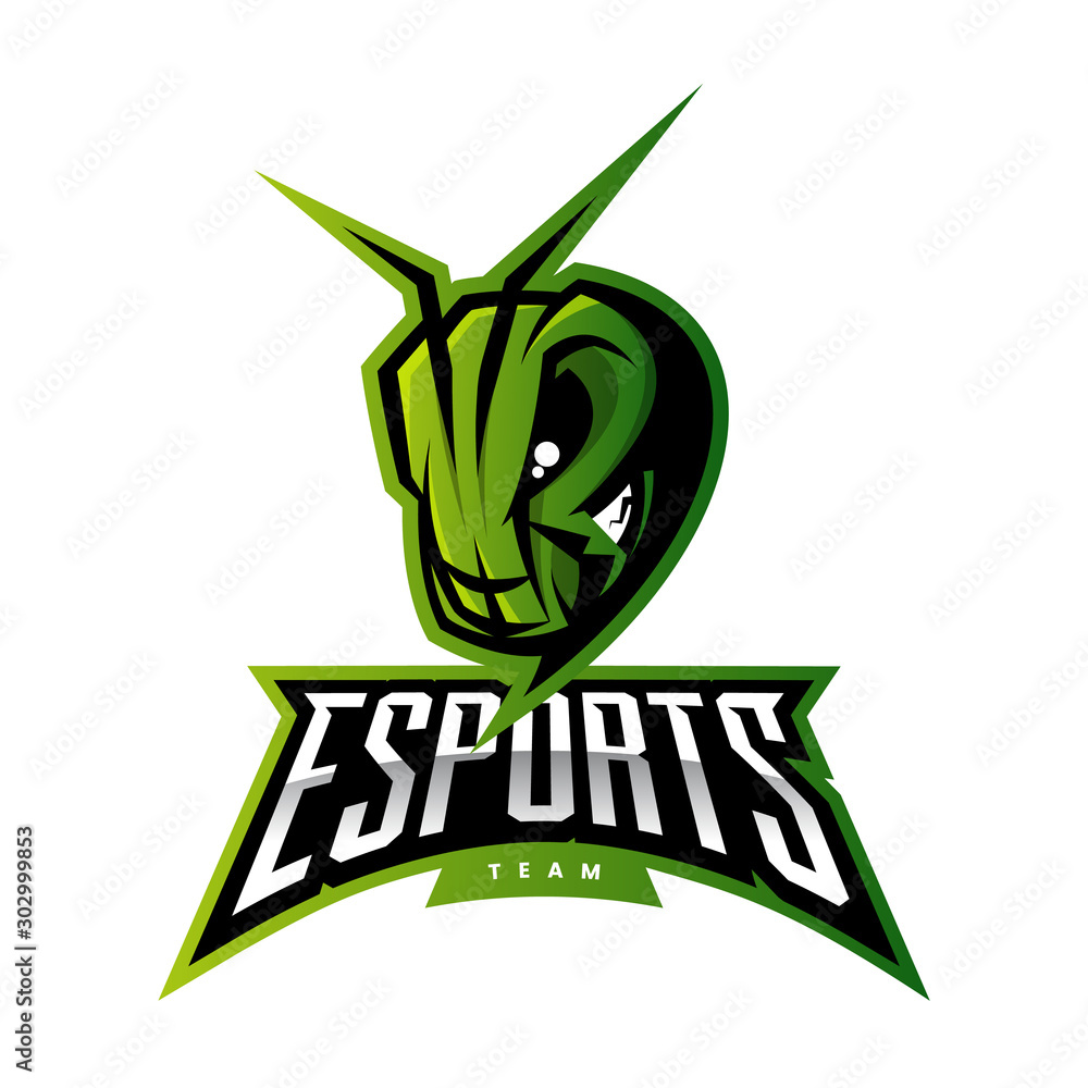Premium quality esports team mascot grasshopper vector logo isolated ...