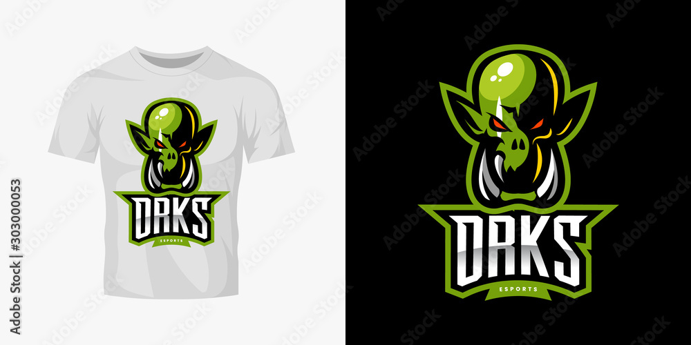 Premium quality esports team mascot ork vector logo isolated emblem set ...