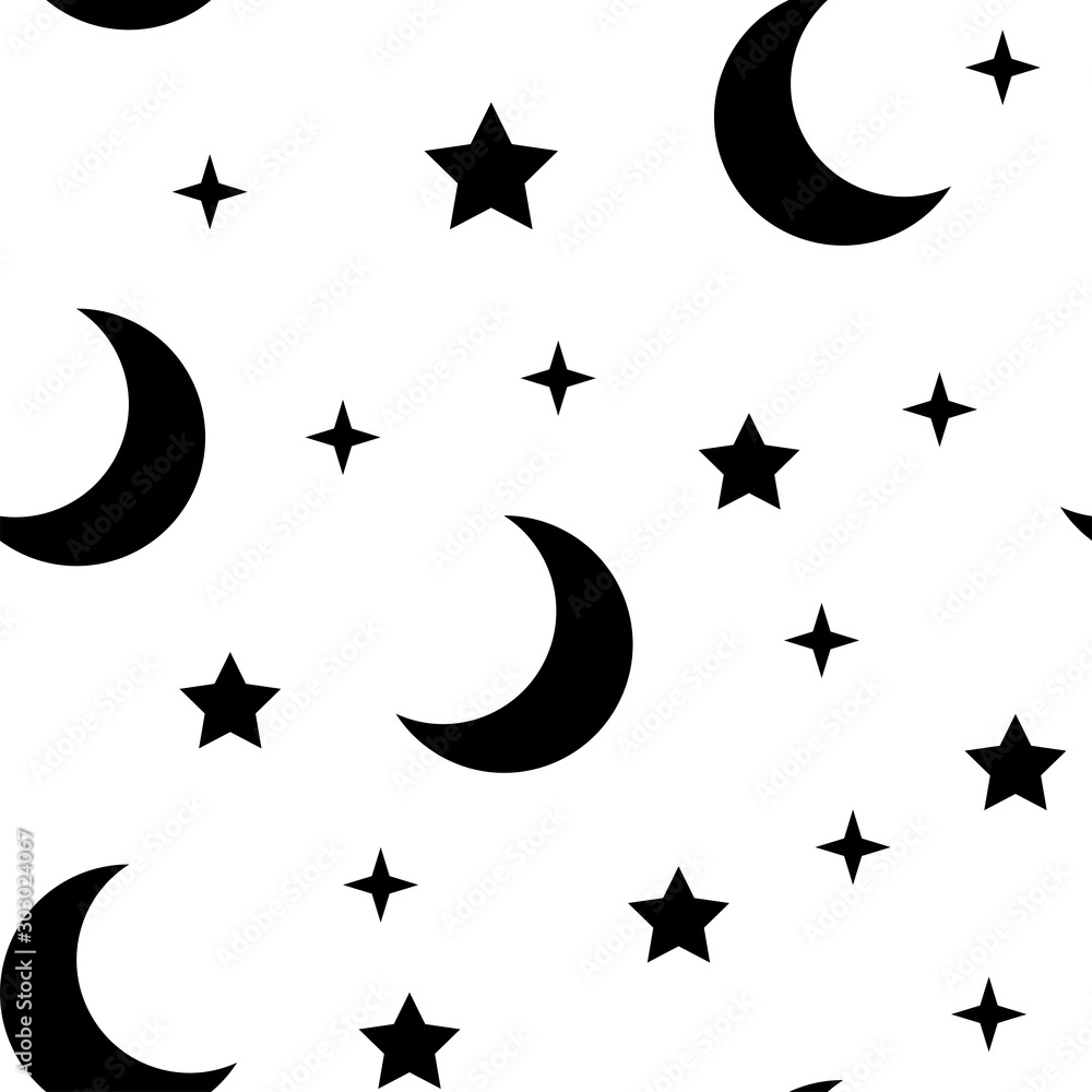 Moon and stars seamless pattern. Sky texture background. Star and moons ...