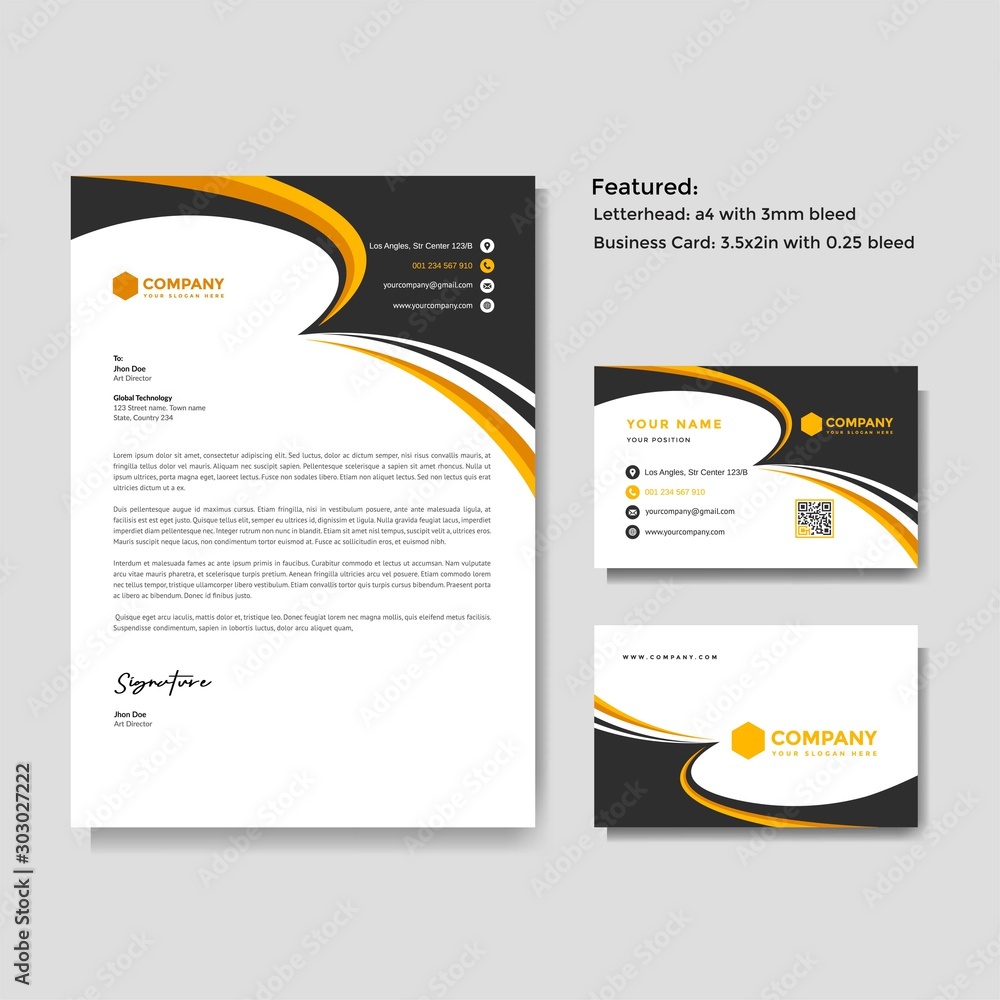 Professional creative letterhead and business card vector template ...