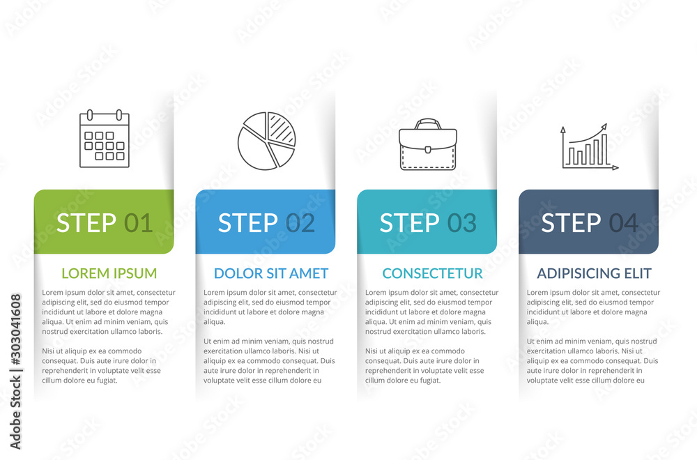 Infographic Template with 4 Steps Stock Vector | Adobe Stock
