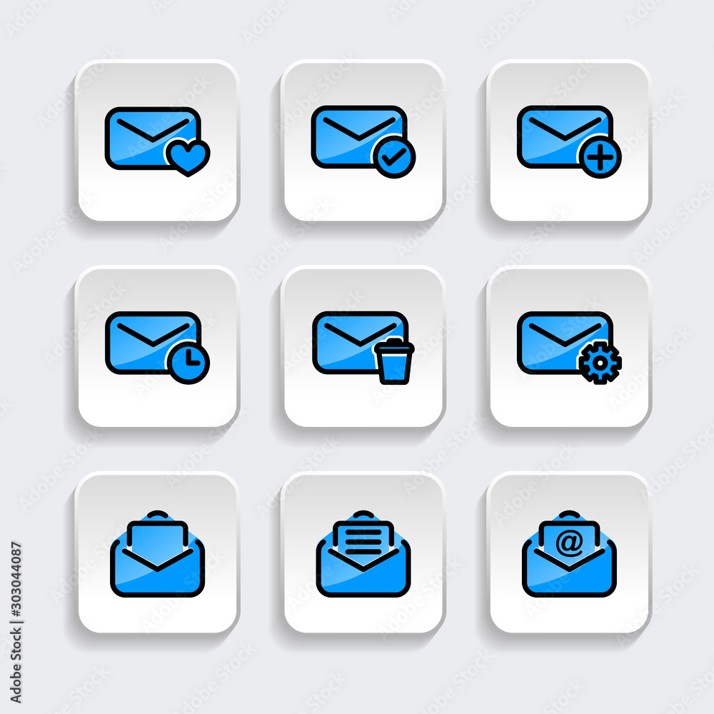 Set of Mail icon with trendy filled line style icon for web, logo, app ...