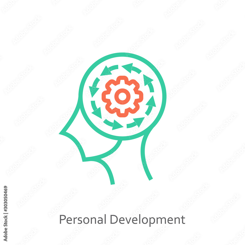 Personal, development icon concept with gear tool in the drawing of ...