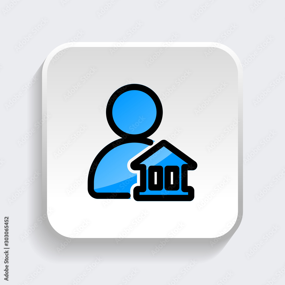 User with home building icon. symbol of business people with trendy ...