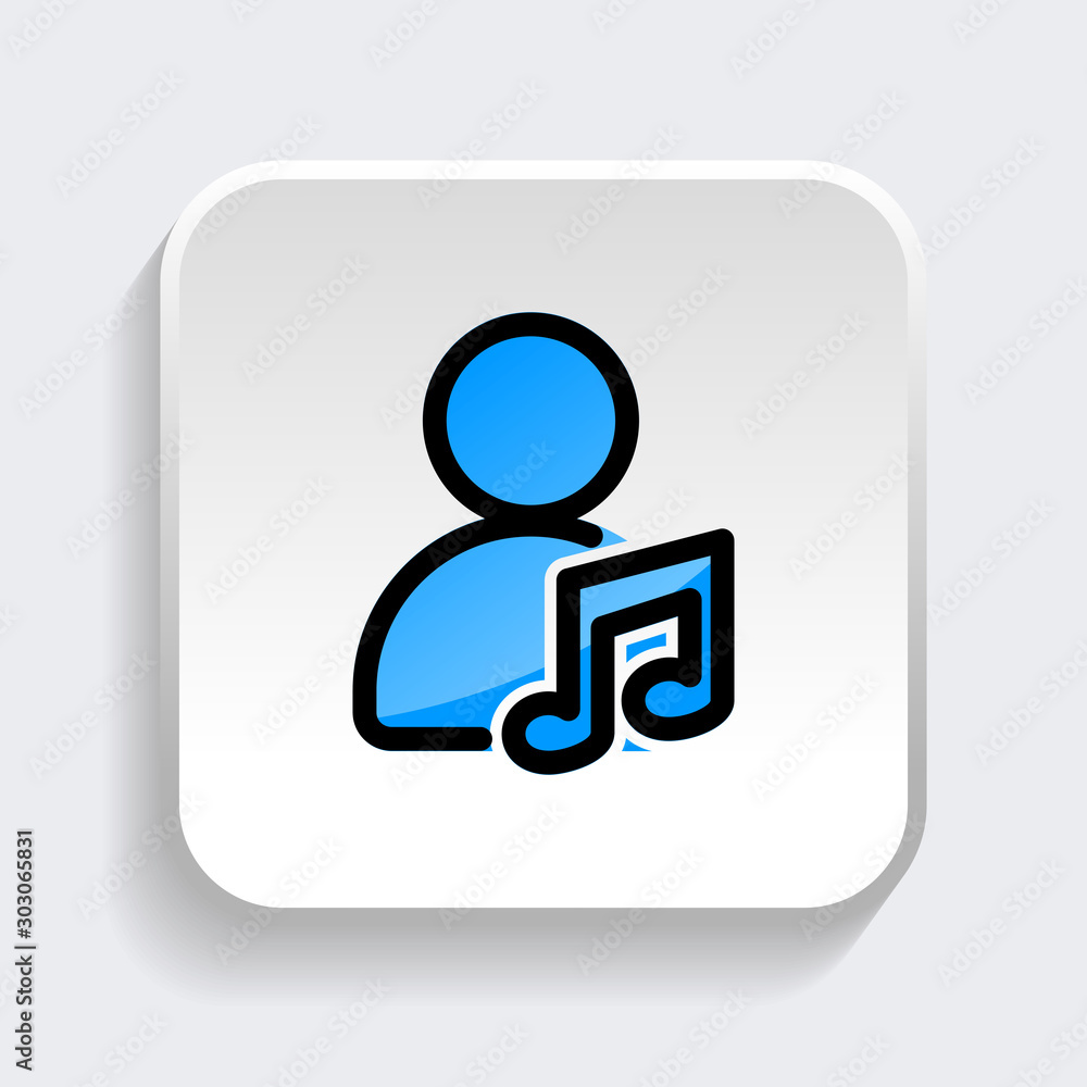 User with music icon. symbol of business people with trendy flat style ...