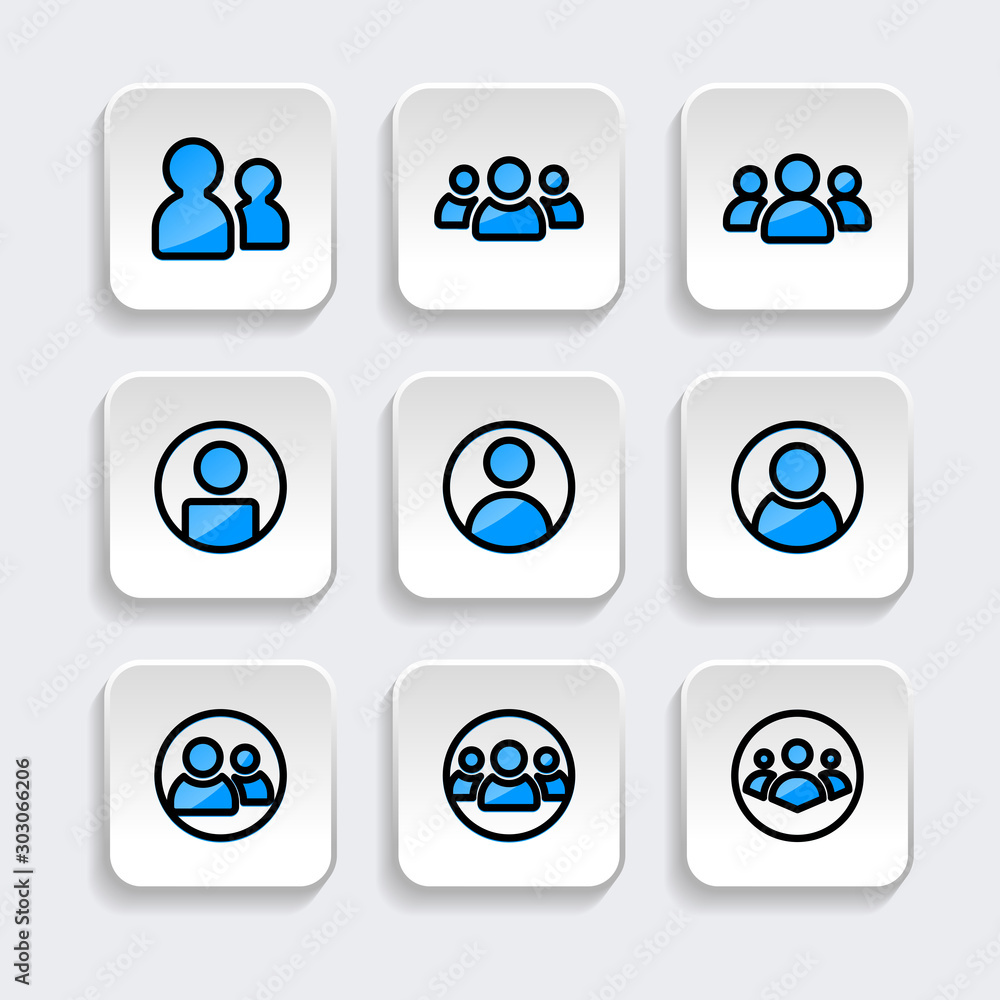 Set of User icon. symbol of business people with trendy flat style icon ...