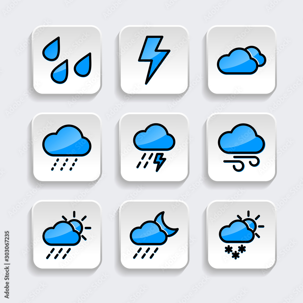 Set of Weather icon with trendy filled line style icon for web, logo ...
