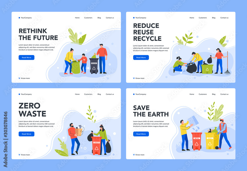 Waste separation and recycle. Environment care, people sort garbage in ...