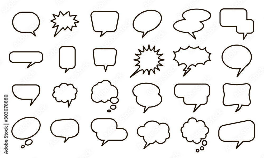 Speech empty balloon. Bubble sticker, conversation sketch balloons and ...