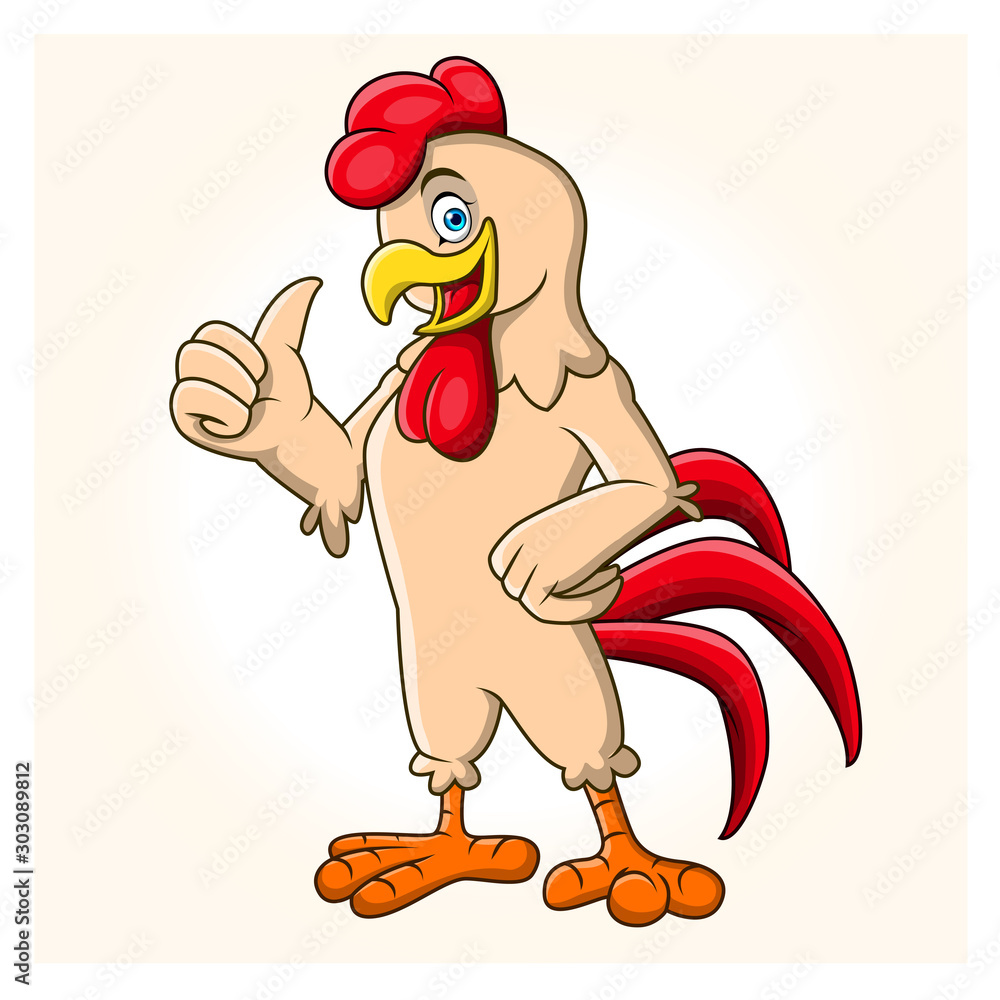 cartoon chicken is standing up giving it a thumbs up. Stock Vector ...