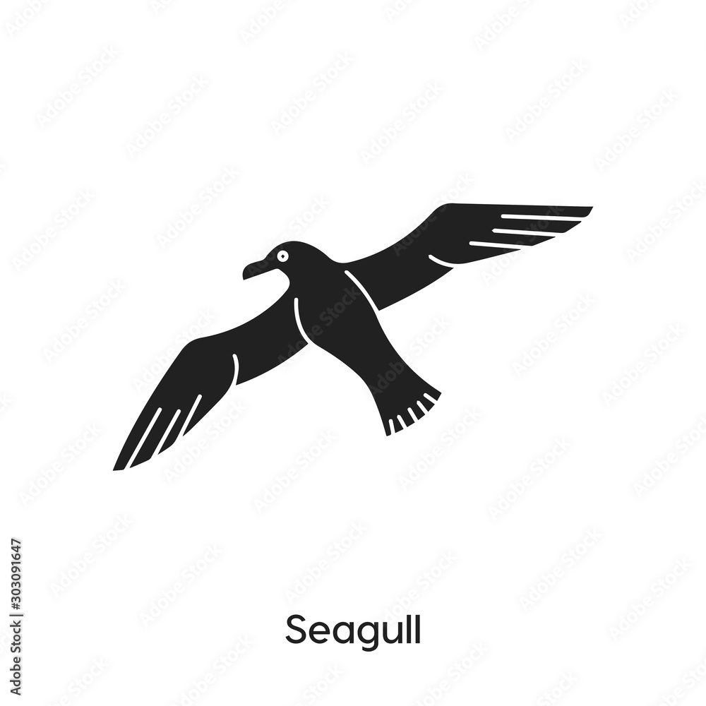 Seagull icon. Seagull vector symbol. Linear style sign for mobile ...