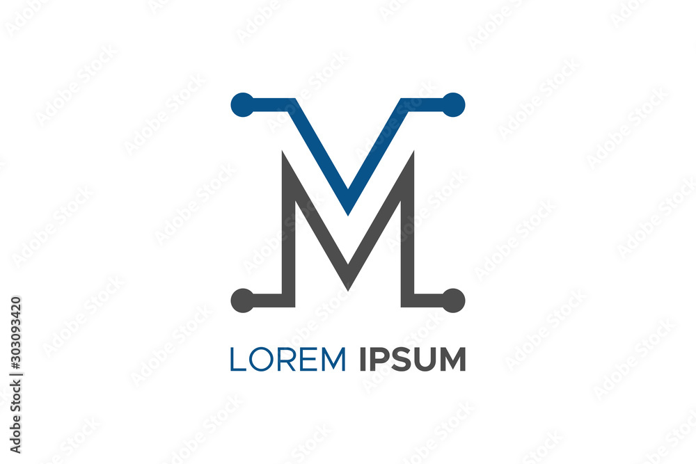 Initial Letter M Connection Icon Network Symbol Logo Concept Design ...