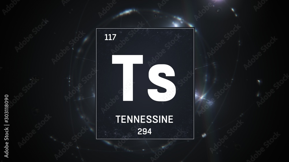 3D illustration of Tennessine as Element 117 of the Periodic Table ...