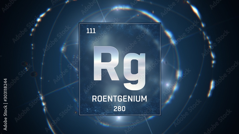 3D illustration of Roentgenium as Element 111 of the Periodic Table ...