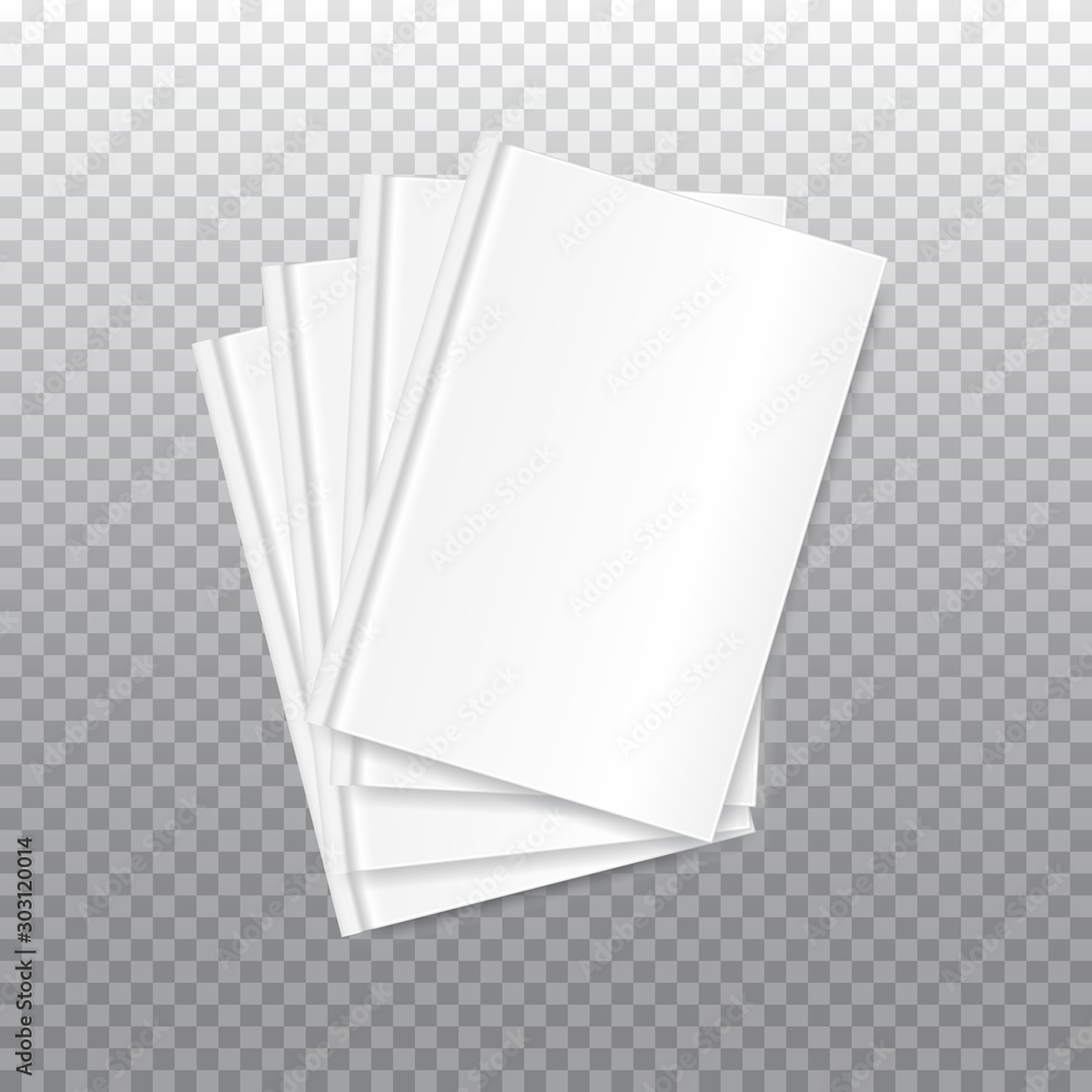 Vecteur Stock Heap of white blank books cover isolated on transparent ...