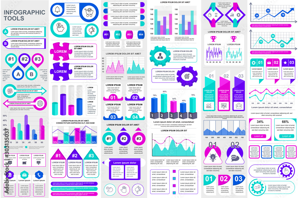 Bundle infographic elements data visualization vector design template ...