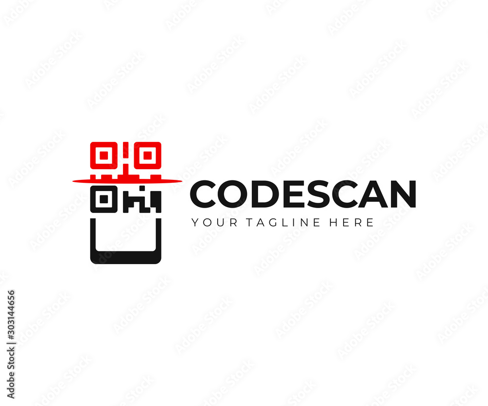 QR code scanning logo design. QR code scanner on smartphone vector ...