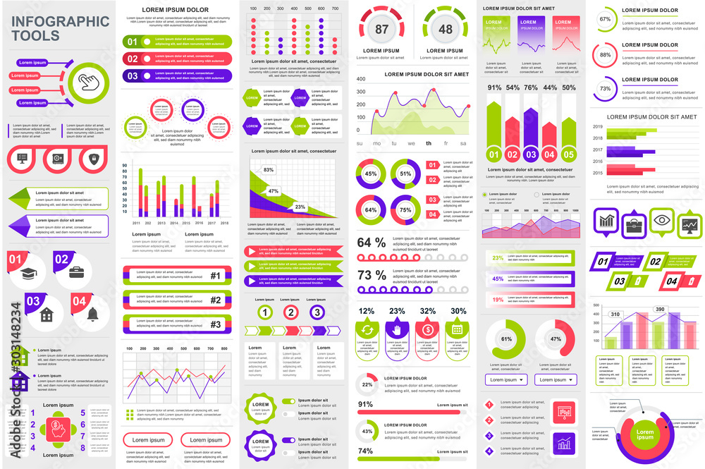 Bundle infographic elements data visualization vector design template ...