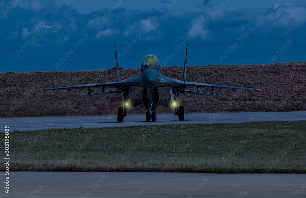 Soviet military jet plane before night flight Stock Photo | Adobe Stock