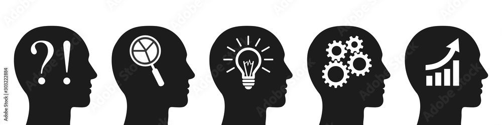 Human head problem analysis solution concept. Steps decision problem ... Human head problem analysis solution concept. Steps decision problem ...