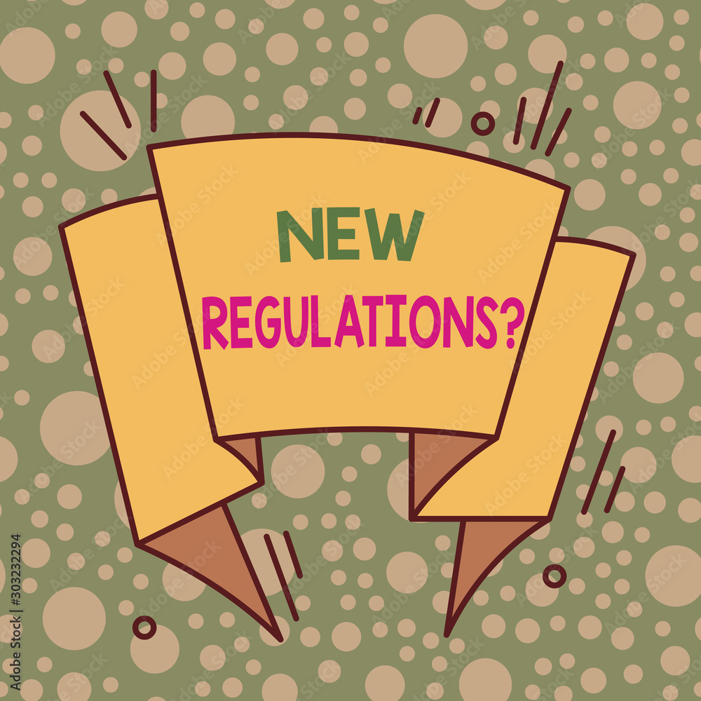 Writing note showing New Regulations Question. Business concept for ...