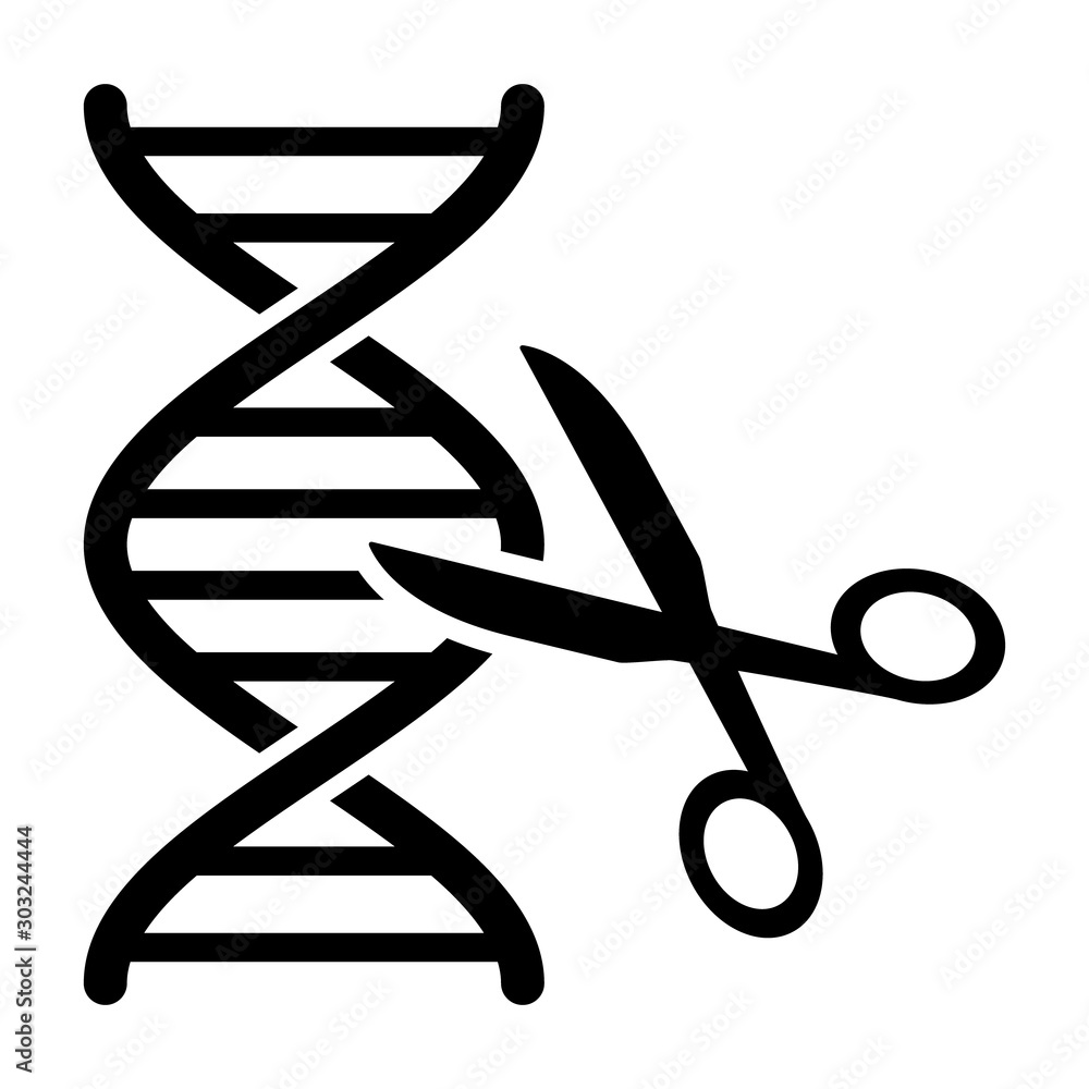 DNA gene / genome editing with scissors or eugenics flat vector icon ... DNA gene / genome editing with scissors or eugenics flat vector icon ...