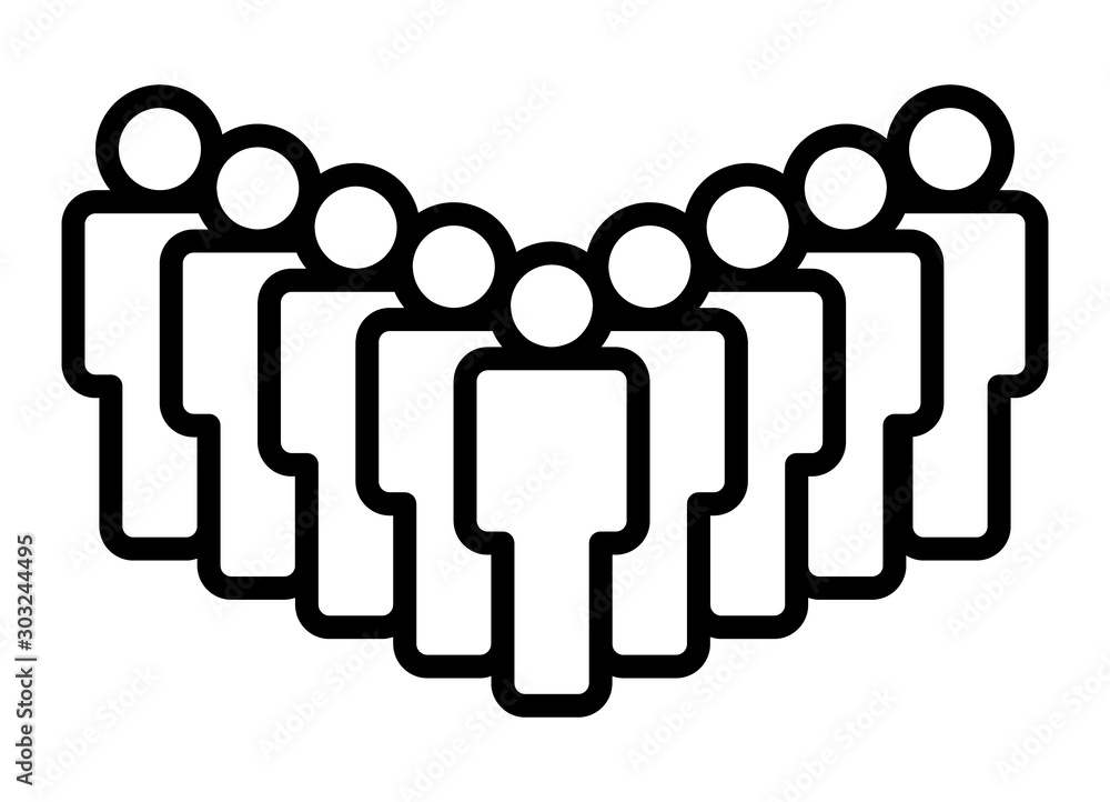Large group of people, team or crowd line art vector icon for business ...