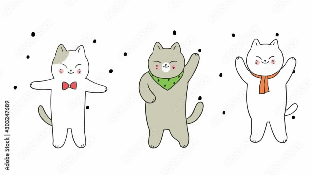 Cartoon cute three cats dancing stop motion animation. Stock Video ...