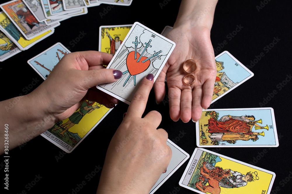 Bangkok,Thailand,november.17.19. Fortune telling with wedding rings ...