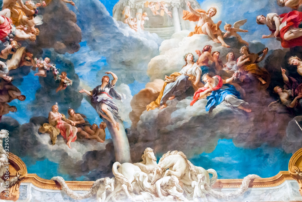 VERSAILLES PARIS, FRANCE - April 18 : Ceiling painting in Hercules room ...