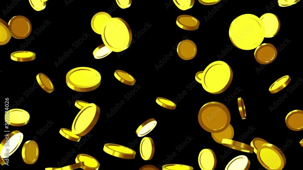 Wonderful Gold Coin animation falling from top business animation Alpha ...