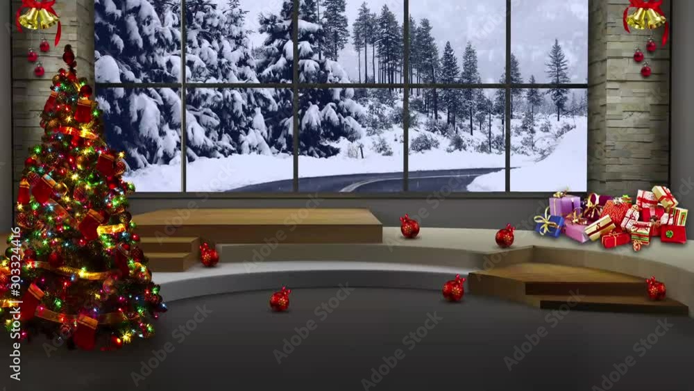 3D Virtual Studio Christmas Set Background Stock Video | Adobe Stock