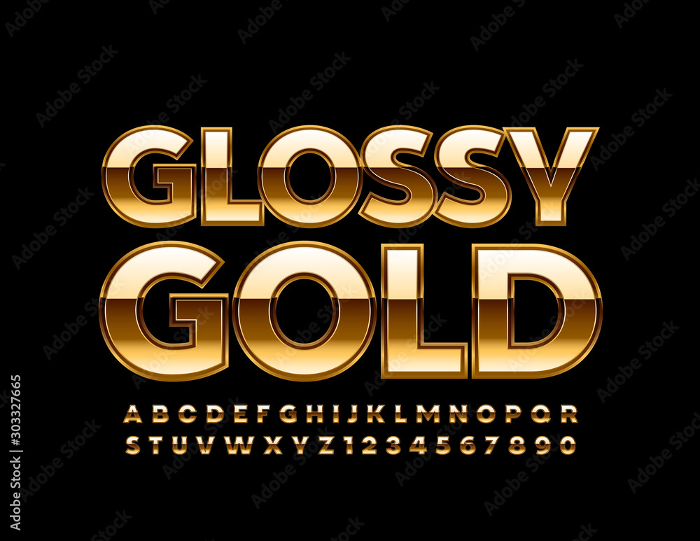 Vector Glossy Gold Font. Luxury Alphabet Letters, Numbers and Symbols ...