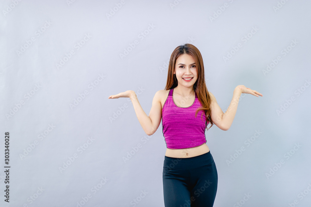 Beautiful young models show happy gestures and smiles. Concept of hand ...