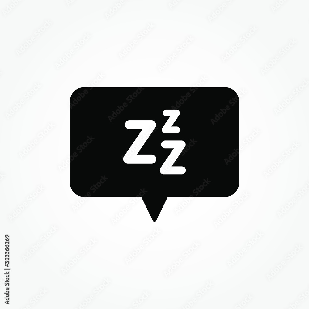 Sleepy zzz sign on chat bubble icon design isolated on white background ...