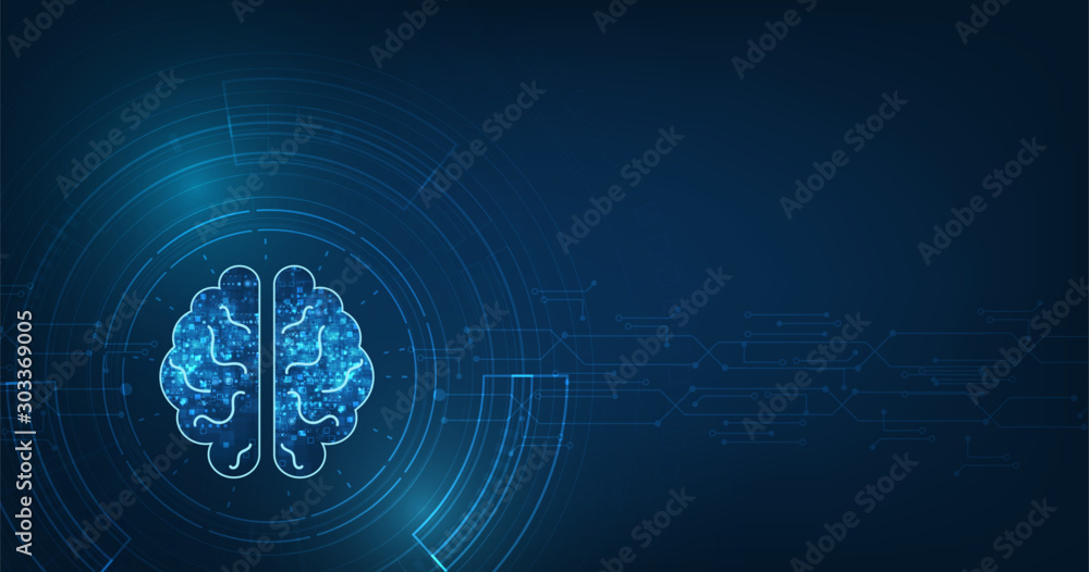 technology concept.vector abstract polygonal human brain shape of an ...