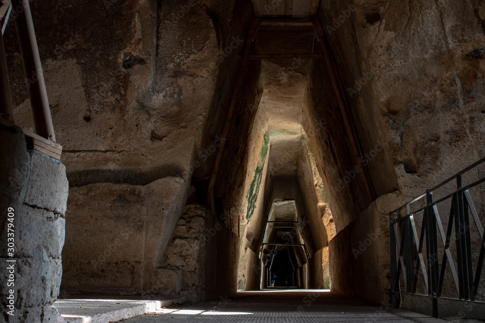 Bacoli, Naples. 20 September 2019. The entrance to the famous cave of ...